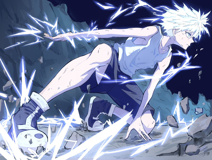 Safebooru - 1boy black shoes dirty dirty face electricity ...