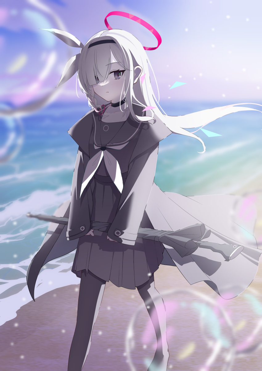 Safebooru - 1girl absurdres black hairband black serafuku black shirt black skirt blue archive ...