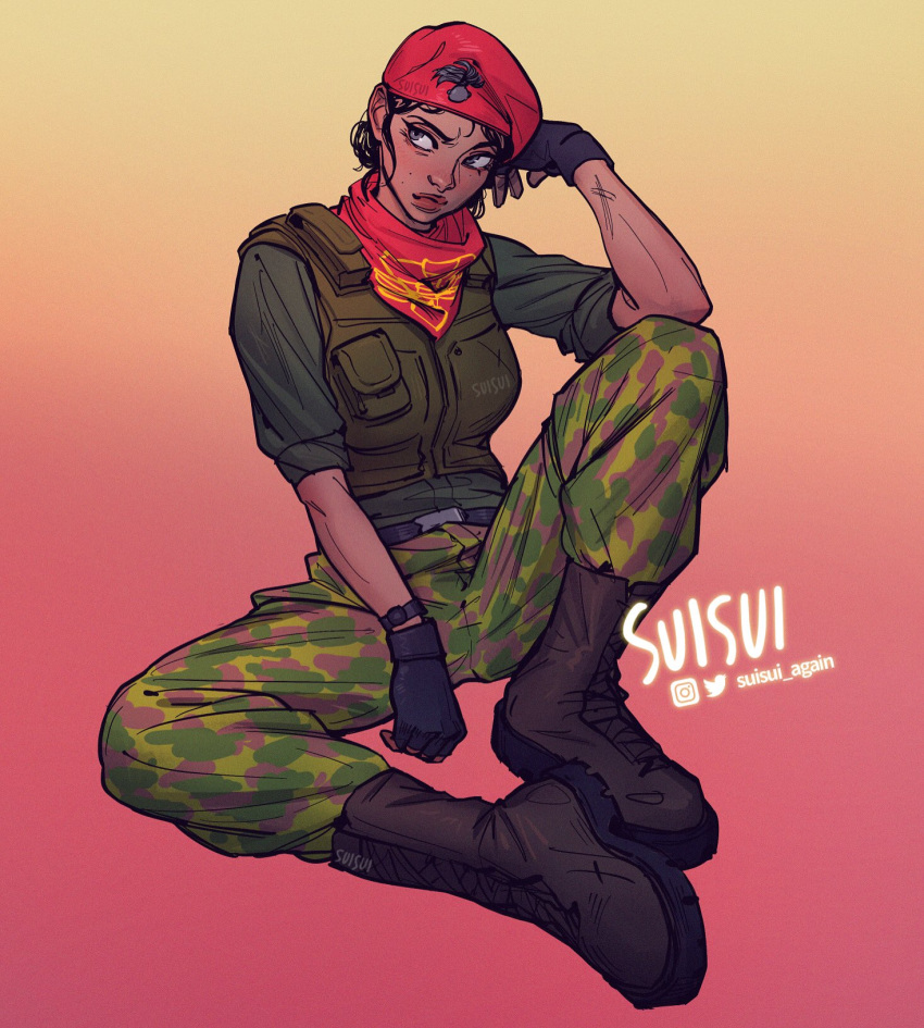 Safebooru - 1girl alibi (rainbow six siege) artist name belt beret ...
