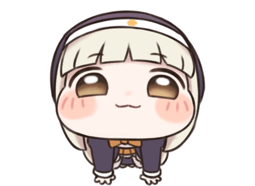 Safebooru - 1girl :3 all fours blush stickers brown eyes chibi ...
