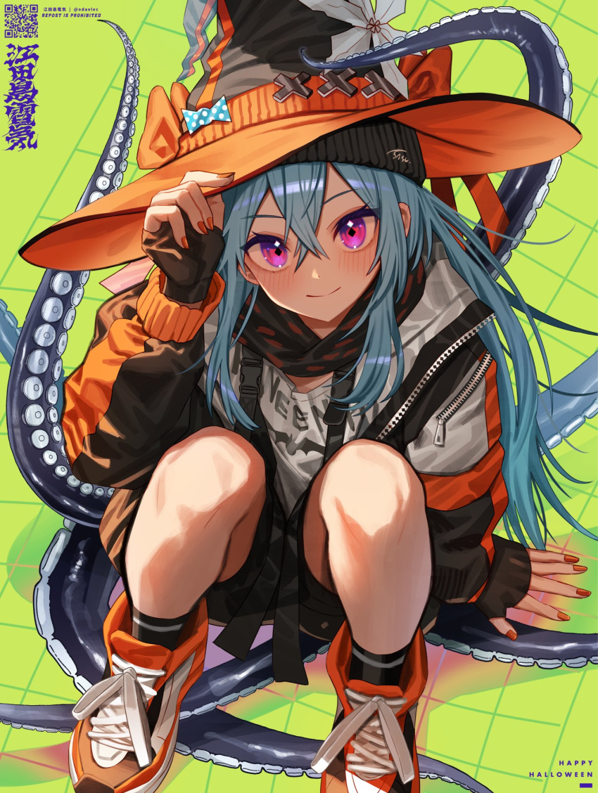 Safebooru - 1girl black socks blue hair diamond-shaped pupils diamond (shape) edajima denki ...