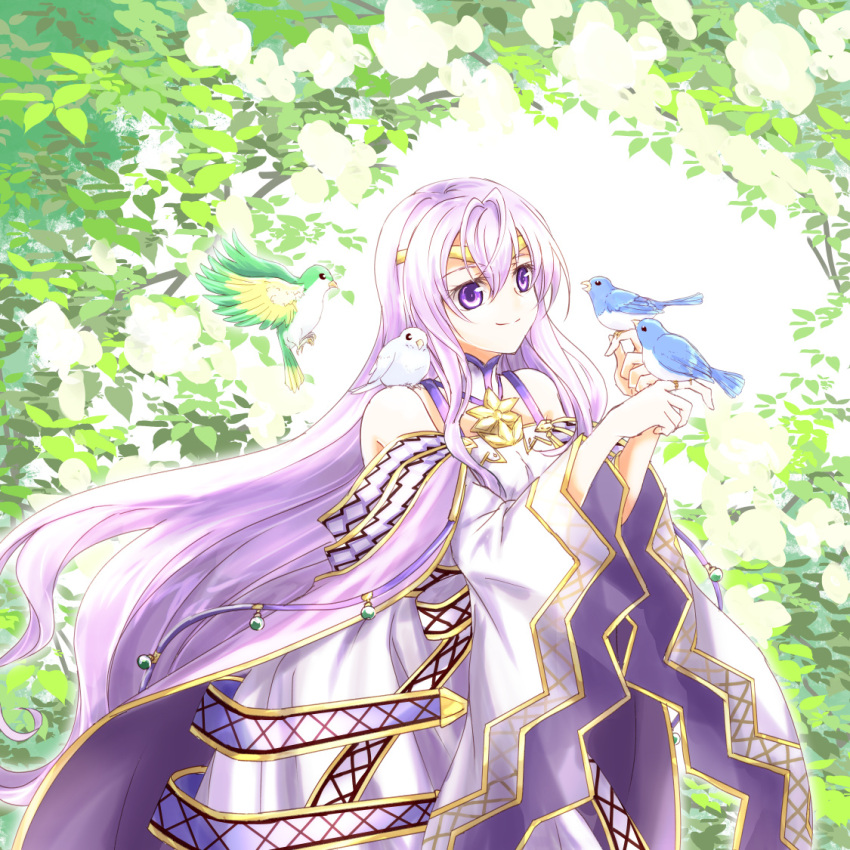 Safebooru - animal animal on shoulder bare shoulders bird bird on hand ...