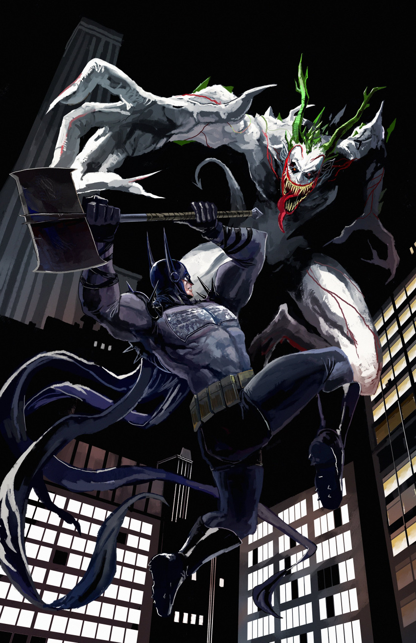 Safebooru - 2boys absolute batman absolute dc absurdres axe back spikes ...