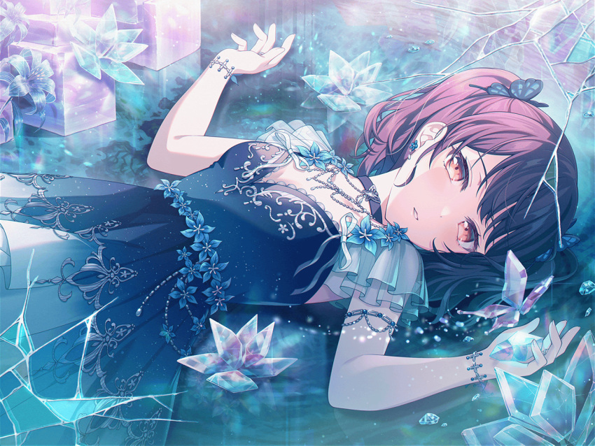 Safebooru - bang dream! black hair blush dress futaba tsukushi long hair red eyes | 4585828