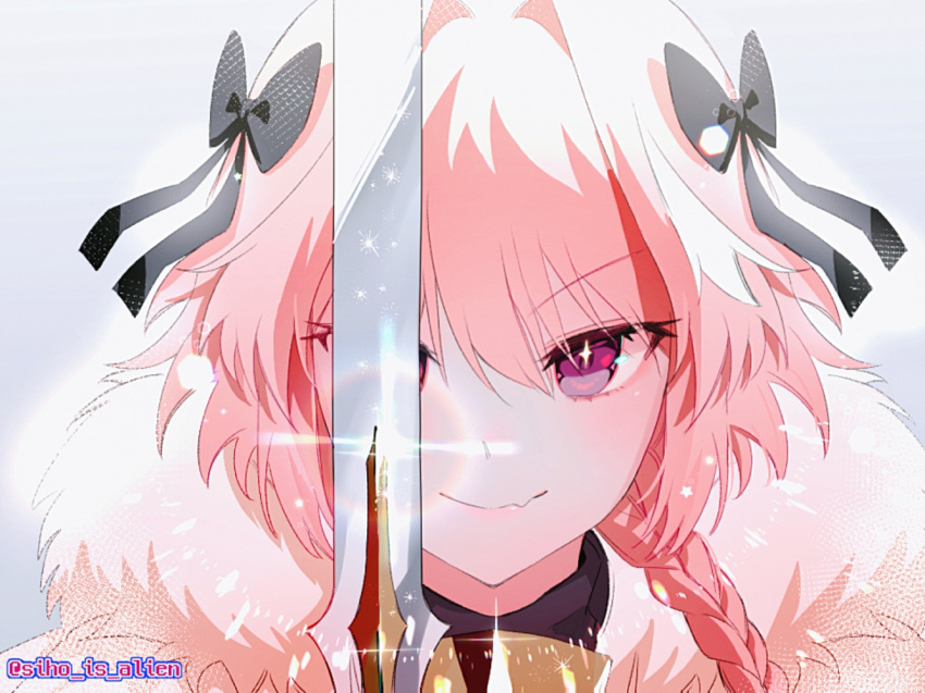 Safebooru - 1boy androgynous astolfo (fate) black ribbon braid fang ...