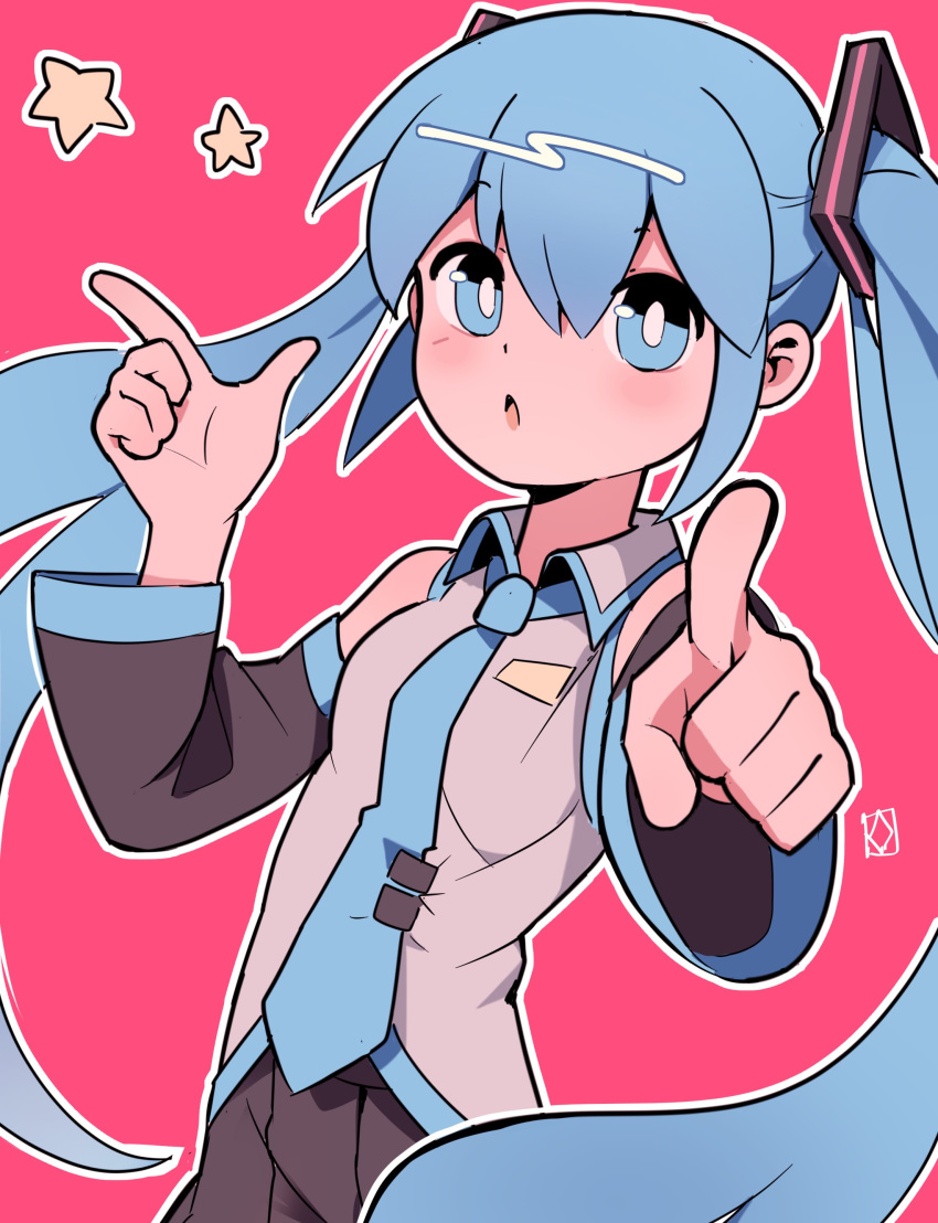 Safebooru - 1girl :o absurdres aqua eyes aqua hair aqua necktie black sleeves blush cowboy shot ...