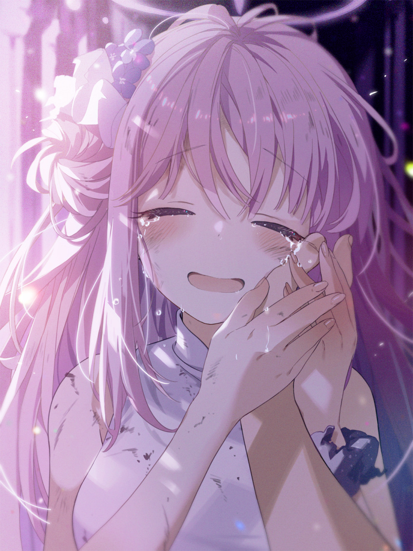Safebooru - 1girl 1other blue archive blush breasts closed eyes crying ...