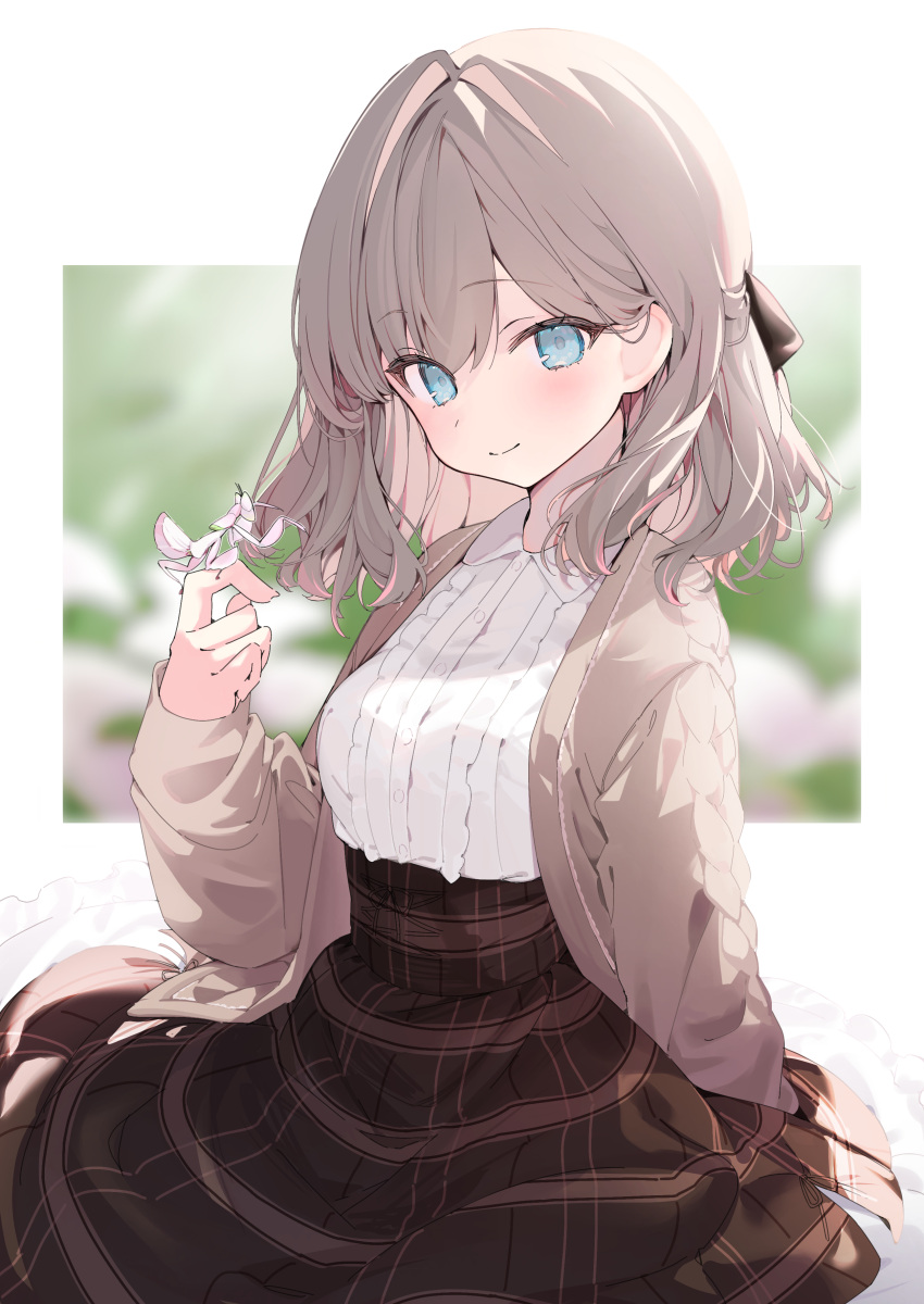 Safebooru - 1girl absurdres blue eyes blurry blurry background blush ...