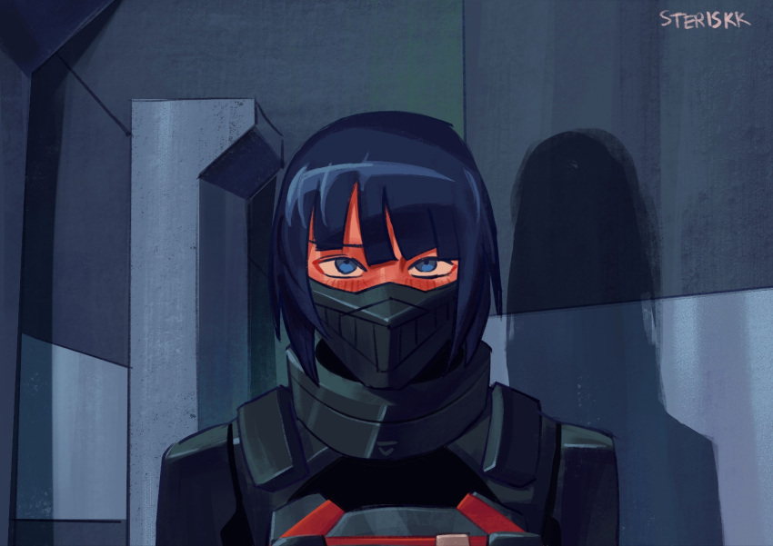 Safebooru - 1girl android artist name blue eyes blush covered mouth ...