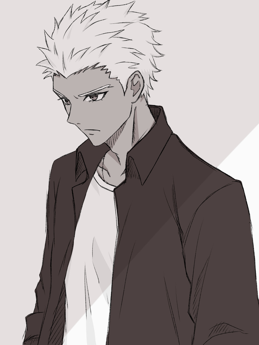 Safebooru - 1boy absurdres archer (fate) black shirt collared shirt ...