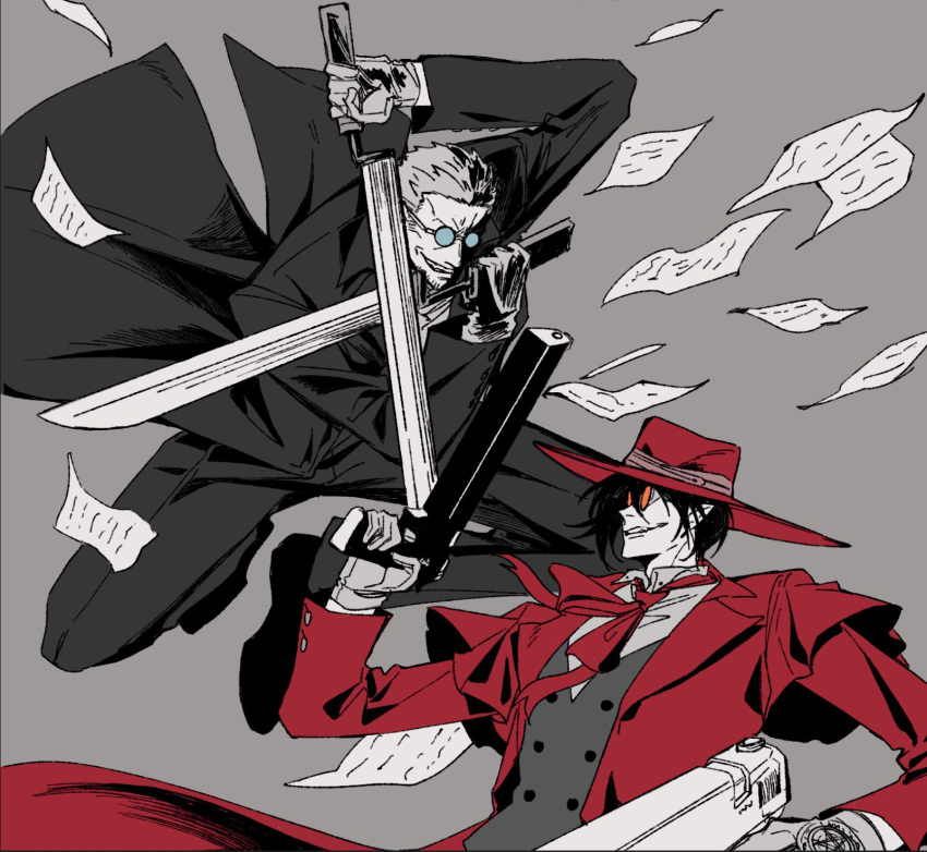 Safebooru - 2boys alexander anderson alucard (hellsing) black coat coat ...