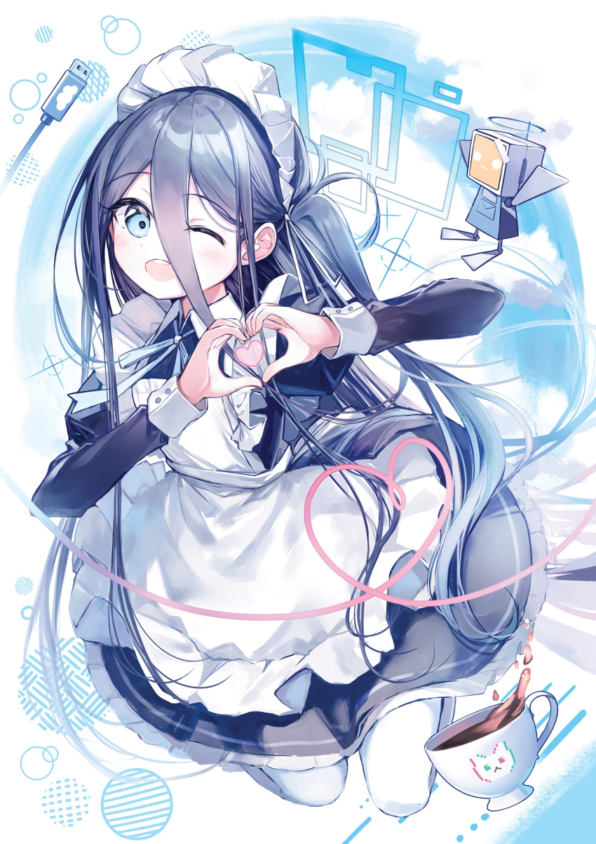 Safebooru - 1girl ;d apron aqua halo aris (blue archive) aris (maid ...