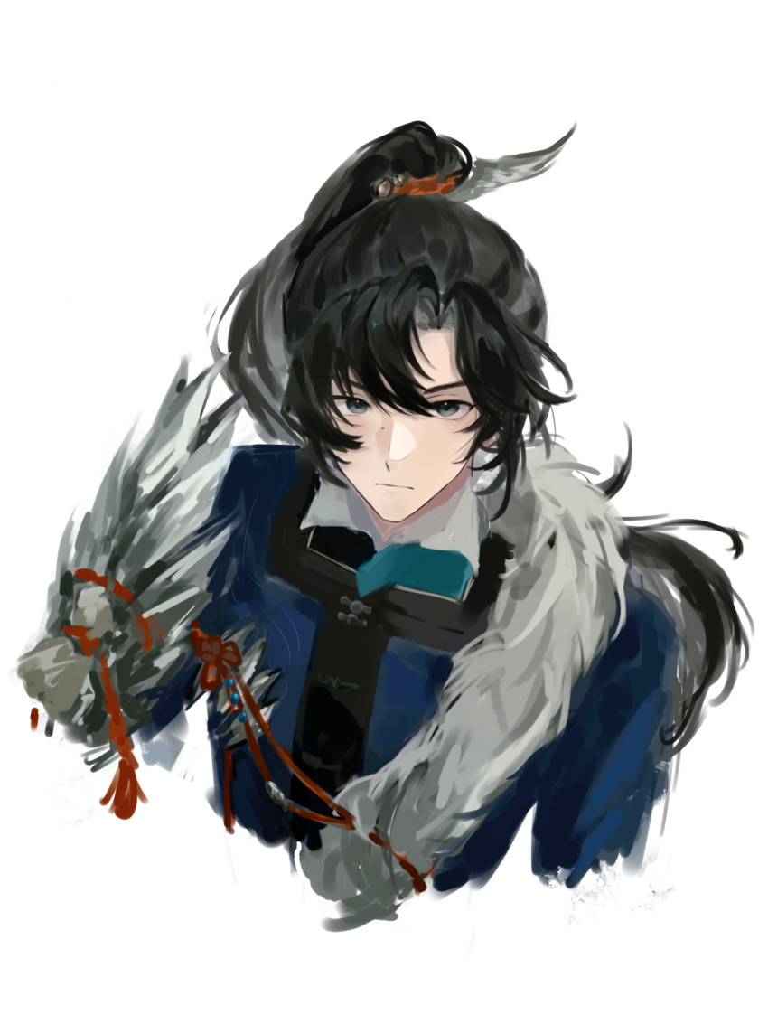 Safebooru - 1boy absurdres arm armor black eyes black hair blue robe ...