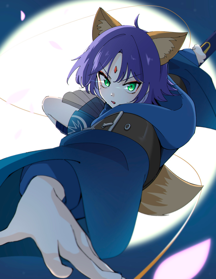 Safebooru - 1girl absurdres ahoge animal ear fluff animal ears blue ...