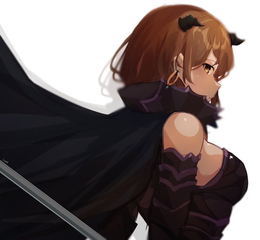 Safebooru - 1girl absurdres alternate costume black cape breasts cape earrings english ...