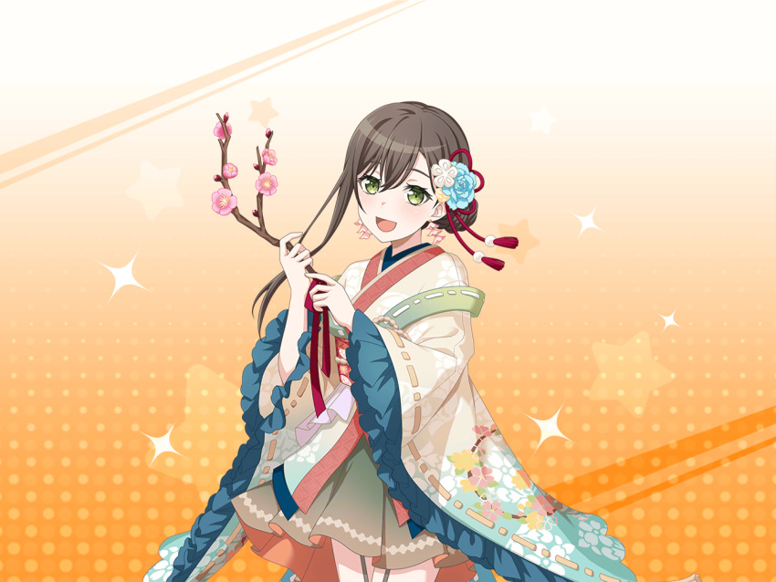 Safebooru - bang dream! black hair green eyes hanazono tae kimono long ...