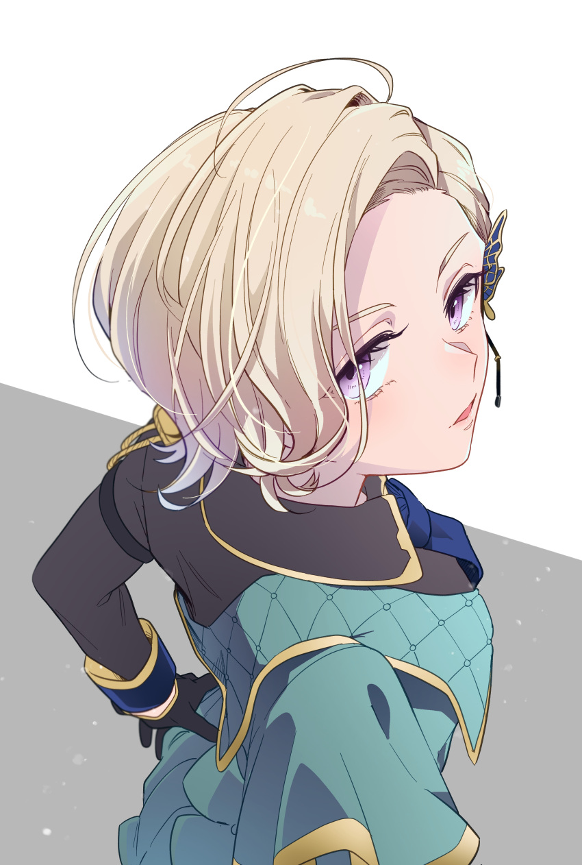 Safebooru - 1girl absurdres black gloves blonde hair butterfly hair ornament commentary request ...