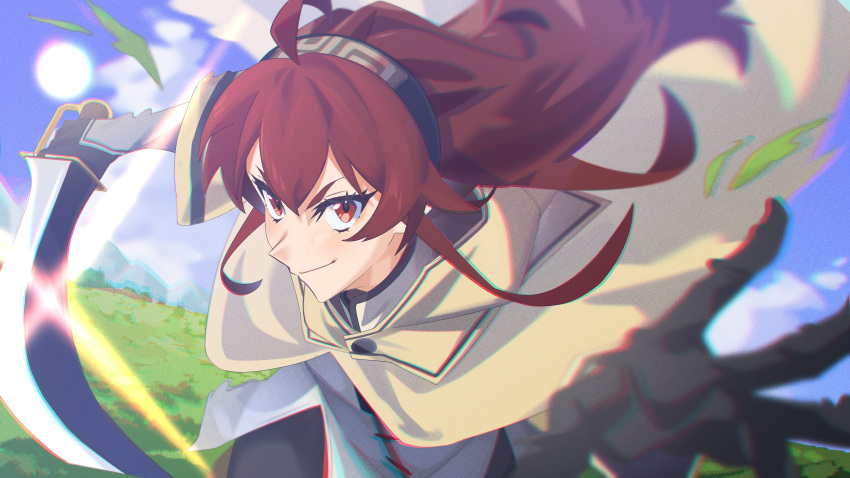 Safebooru - 1girl absurdres ahoge black gloves cloak clouds eris ...