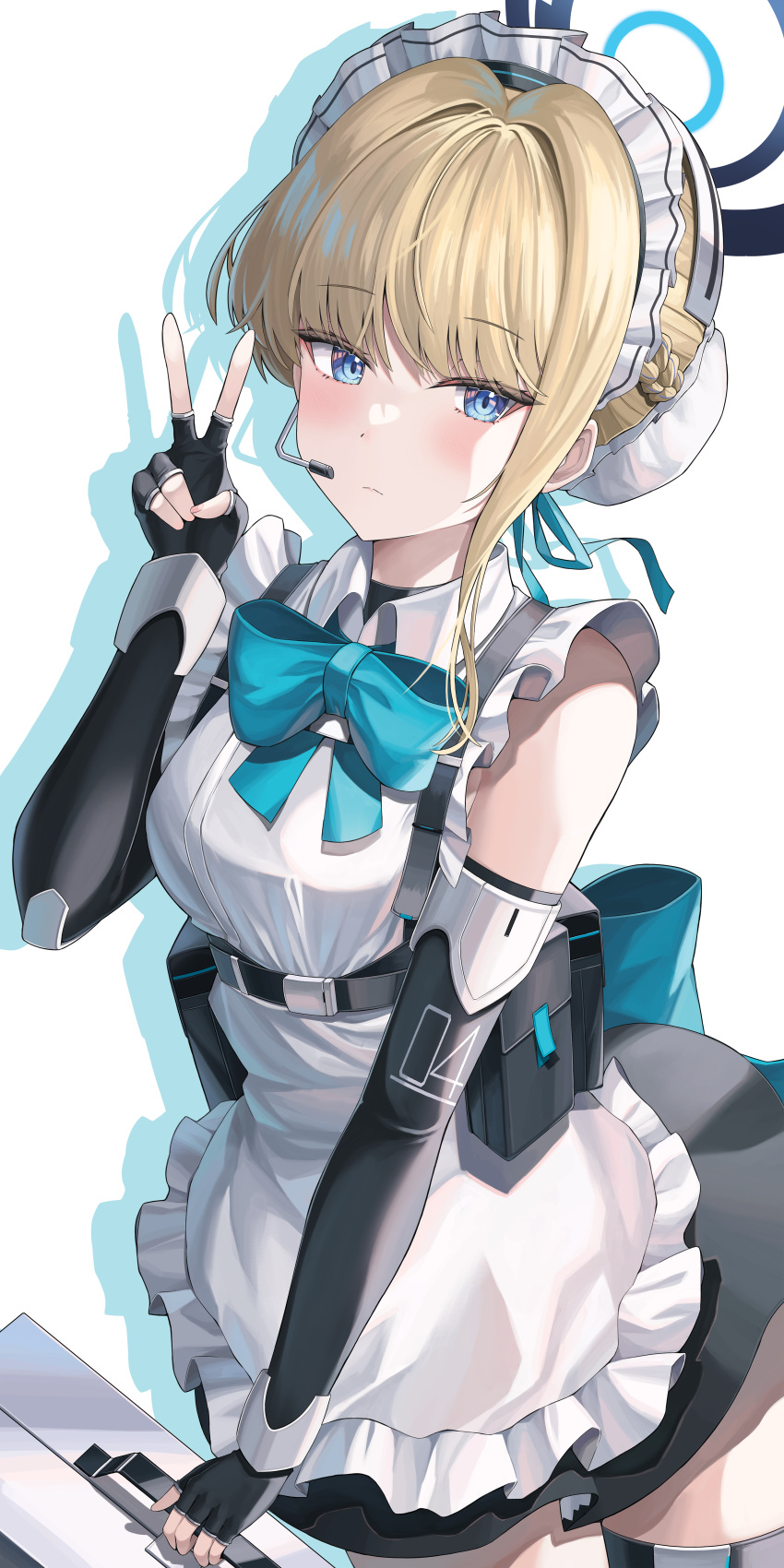 Safebooru - 1girl absurdres alter (kxk7357) apron black dress black gloves blonde hair blue ...