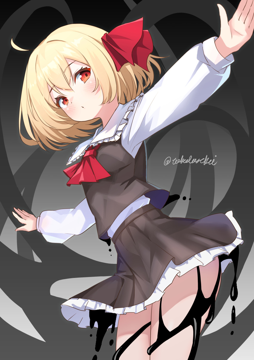 Safebooru - 1girl absurdres ahoge black skirt black vest blonde hair blush collared shirt cowboy ...