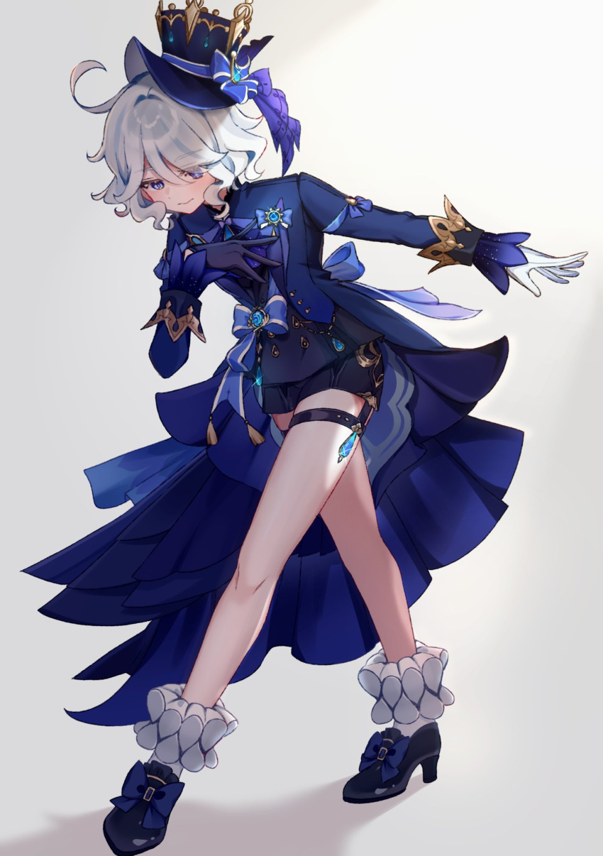 Safebooru - 1girl ahoge ascot asymmetrical gloves black footwear black gloves black shirt black ...