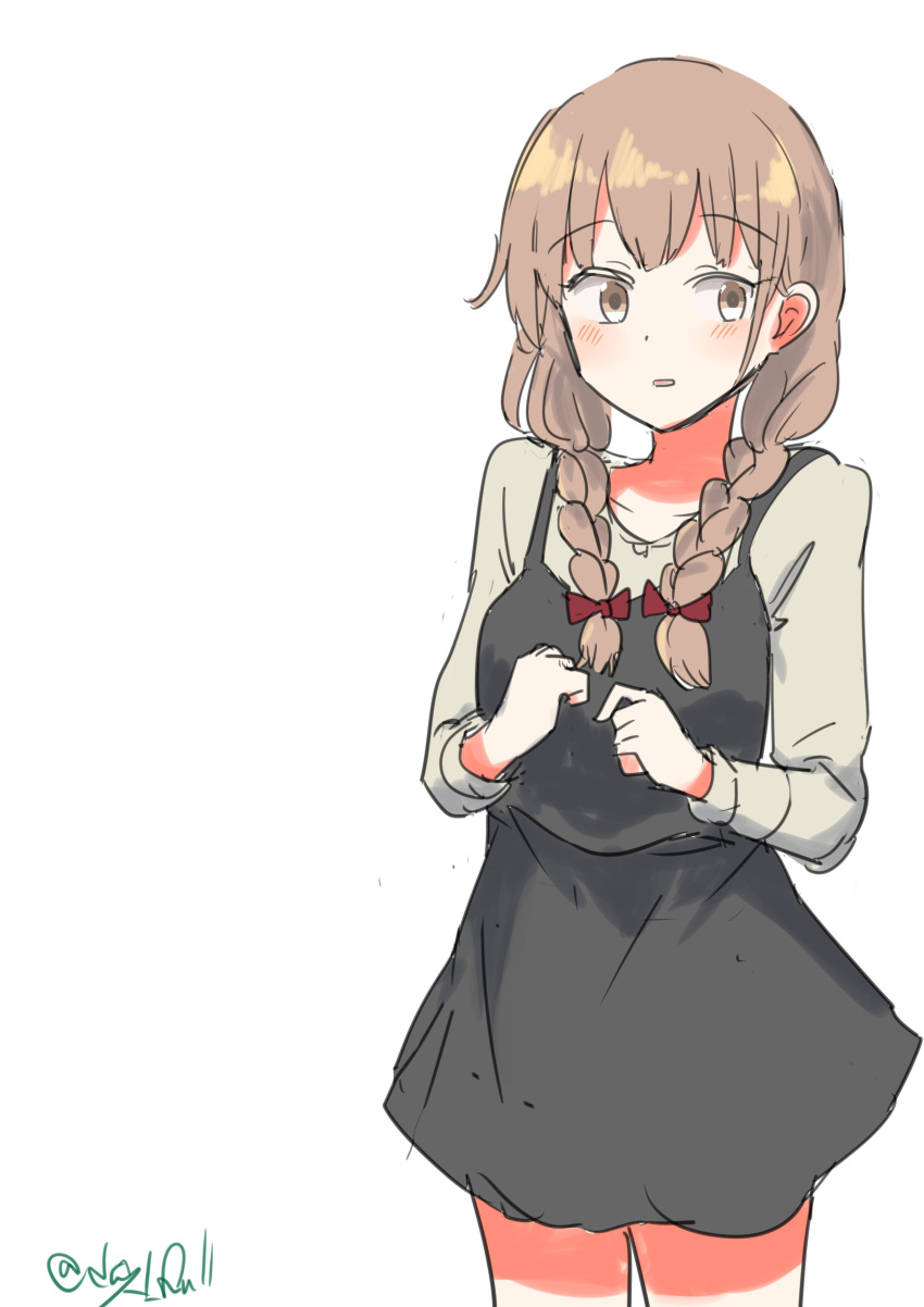 Safebooru - 1girl absurdres alternate costume black dress braid brown eyes dress gradient hair ...