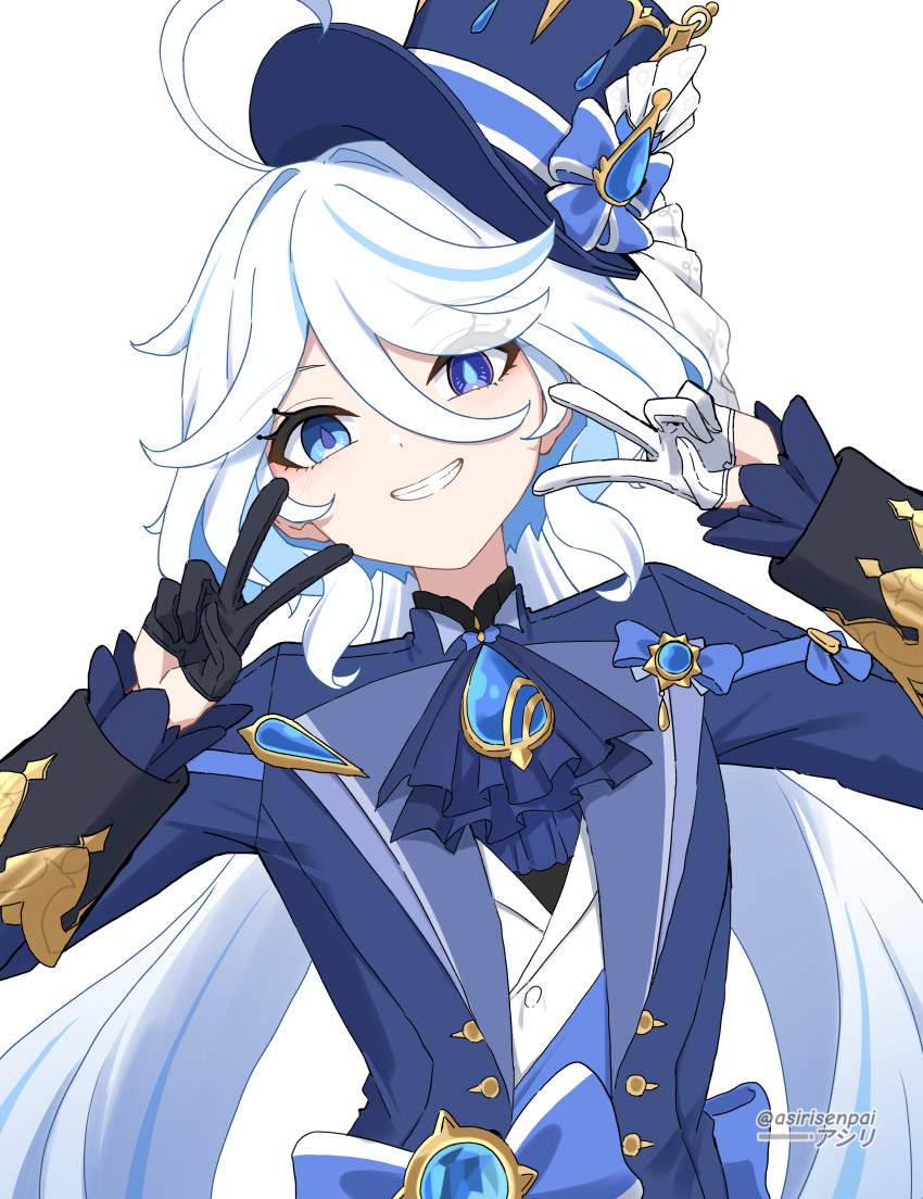 Safebooru - 1girl absurdres ahoge asiri senpai black gloves blue eyes blue headwear blue jacket ...