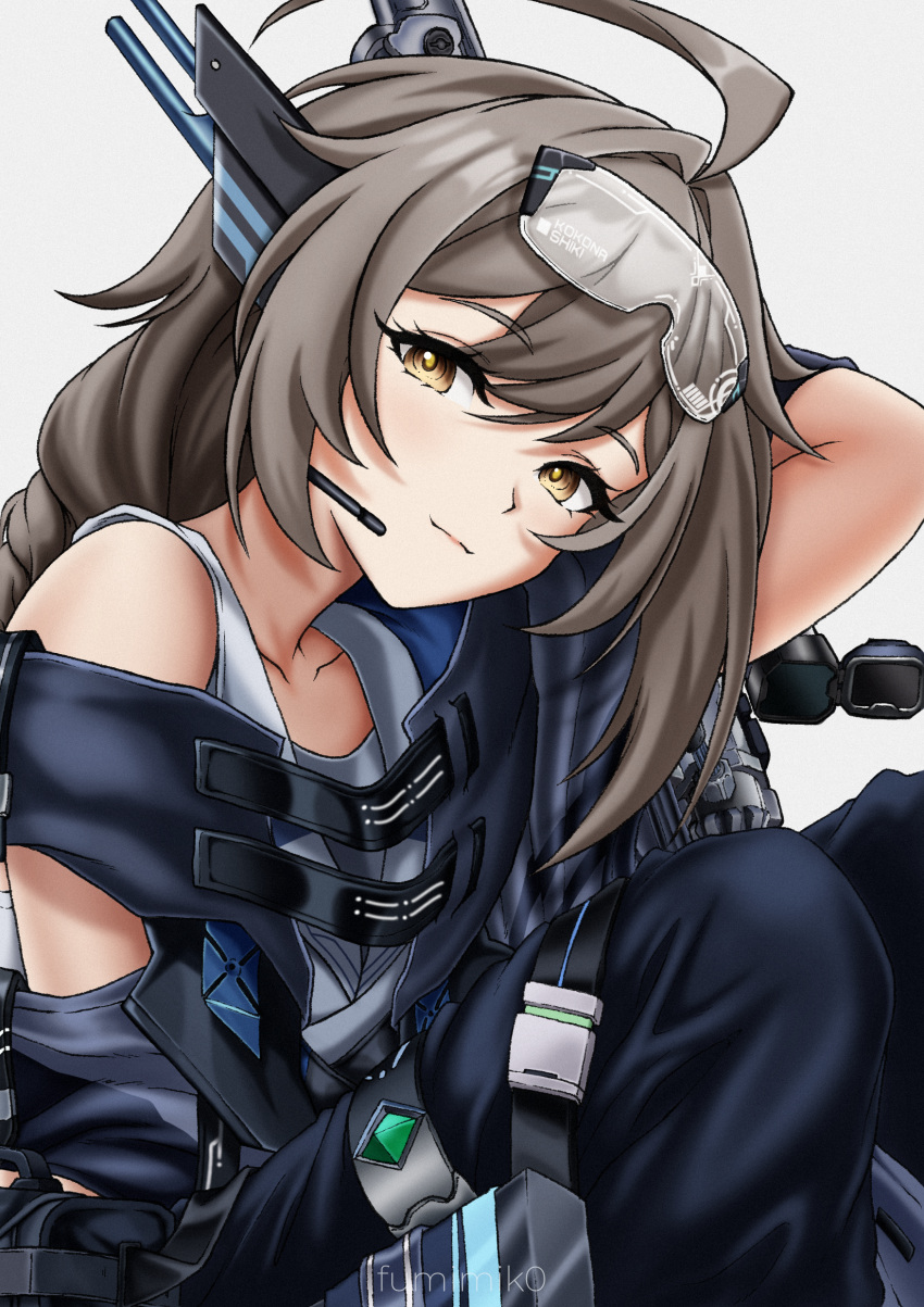 Safebooru - 1girl absurdres ahoge brown hair closed mouth eyewear on ...