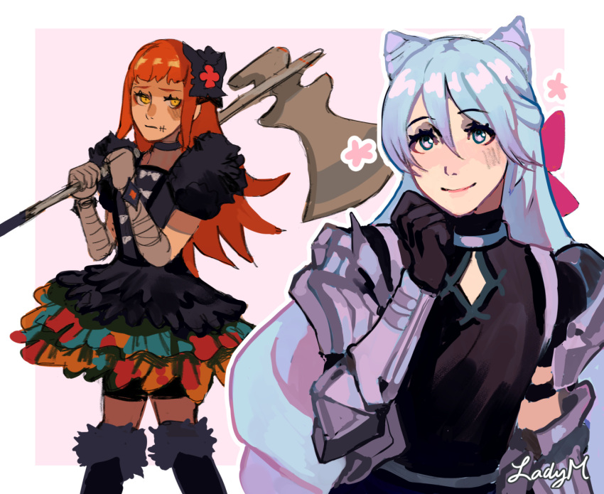 Safebooru - 1boy 1girl bandaged arm bandages black gloves blue eyes blue hair closed mouth fire ...