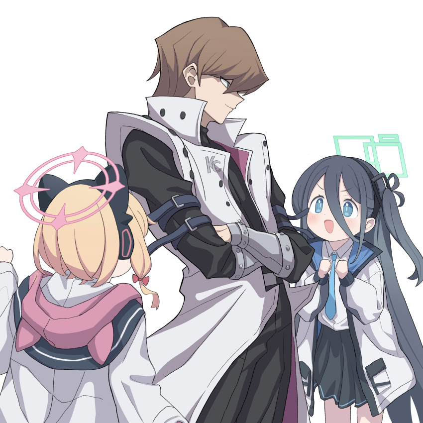 Safebooru - 1boy 2girls absurdly long hair absurdres animal ear headphones animal ears aris ...