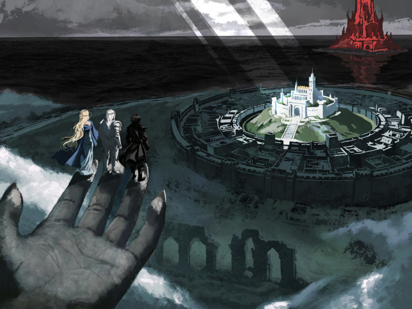 Safebooru 2girls Armor Black Robe Black Tunic Blonde Hair Blue Cloak
