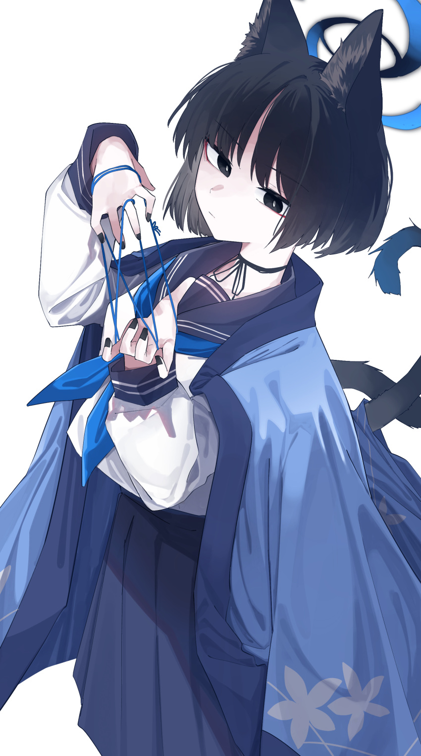 Safebooru - 1girl absurdres animal ears black eyes black hair black sailor collar black skirt ...