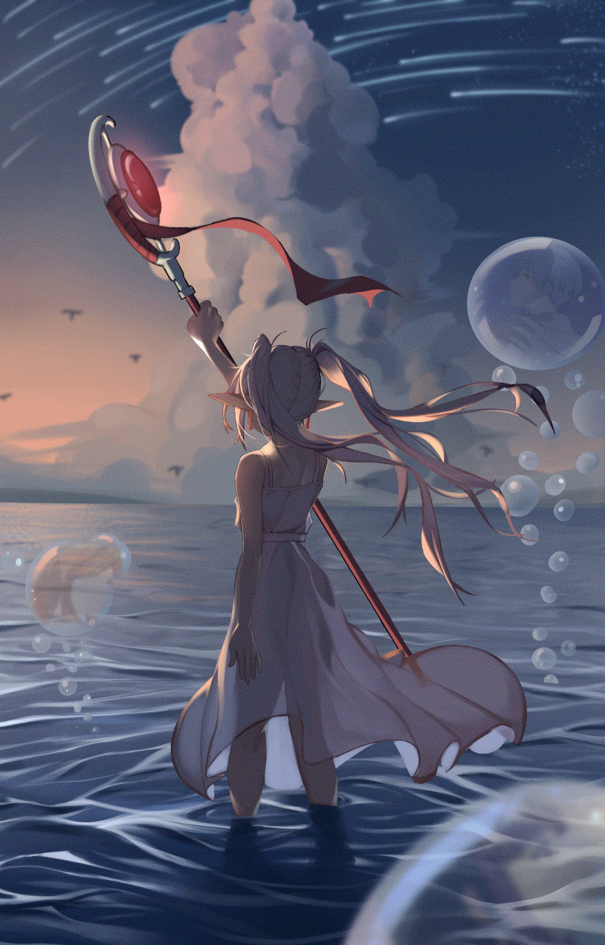 Safebooru - 1girl absurdres air bubble bare shoulders blurry bubble ...