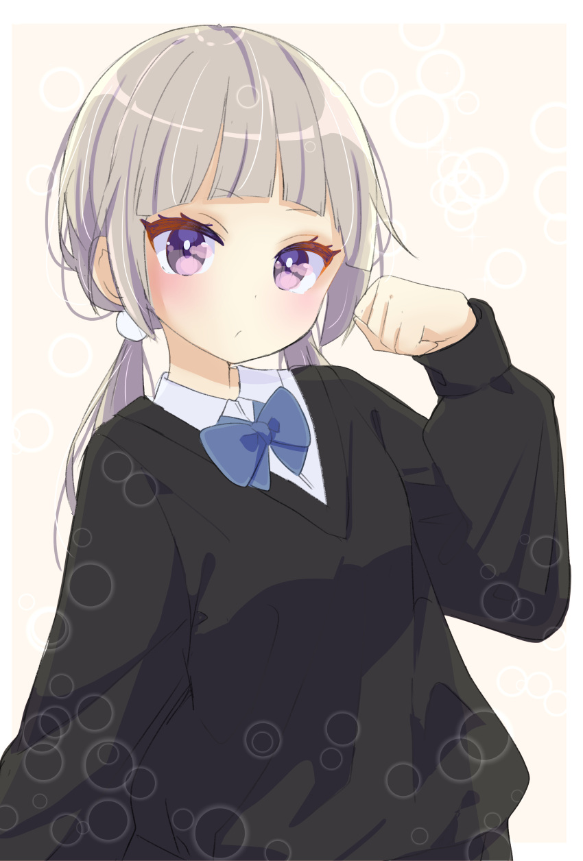 Safebooru - 1girl absurdres black cardigan blue bow blue bowtie blunt bangs bow bowtie cardigan ...