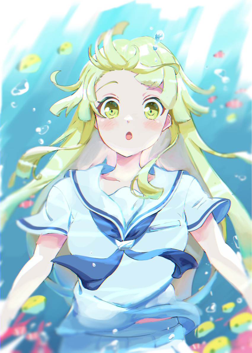 Safebooru - 1girl bang dream! blonde hair blue neckerchief blue skirt blurry blurry background ...