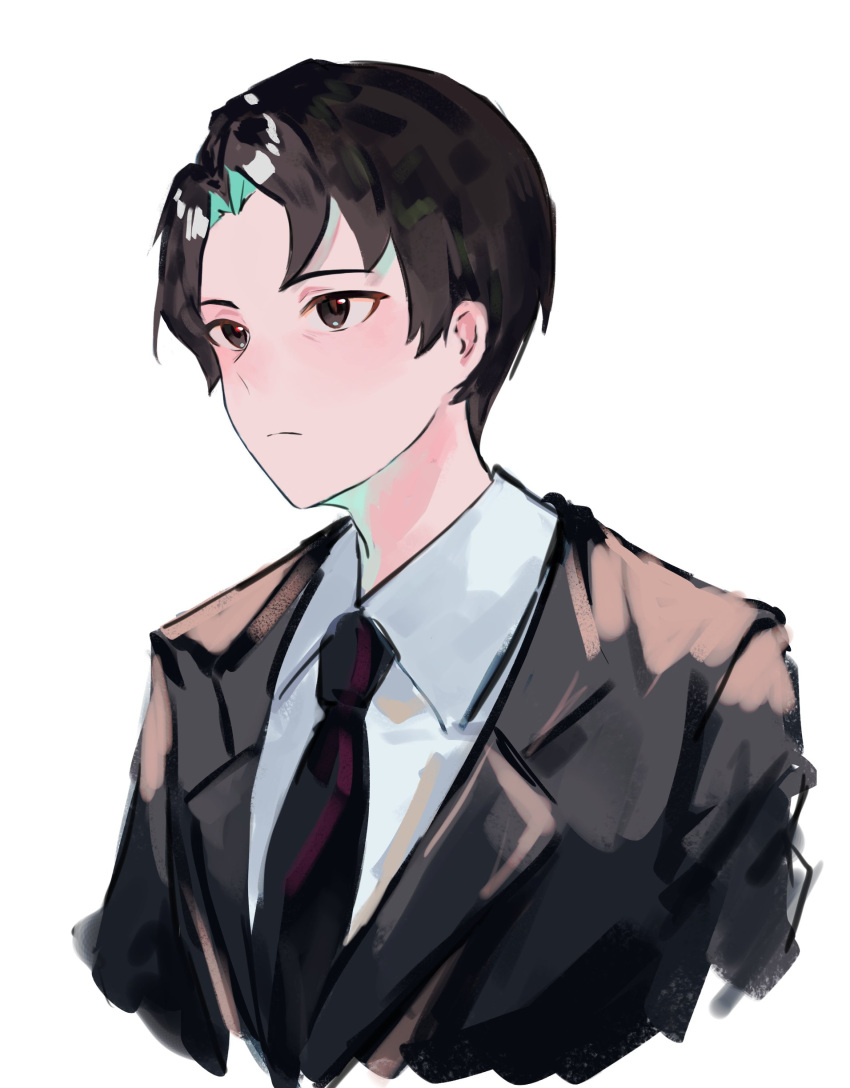 Safebooru - 1boy absurdres black eyes black hair black jacket black necktie closed mouth ...