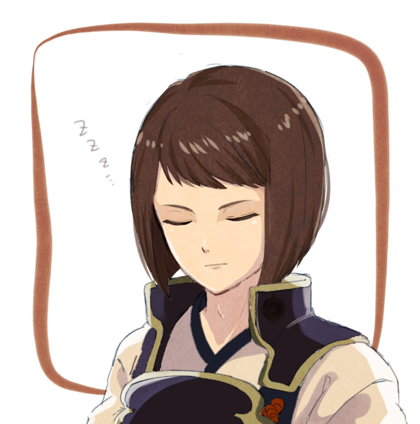 Safebooru - 1boy armor brown hair closed eyes closed mouth facing ...
