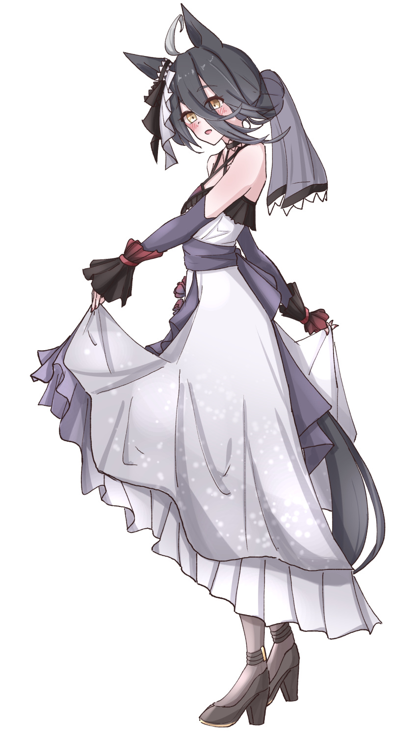 Safebooru - 1girl absurdres ahoge animal ears black hair black ribbon ...