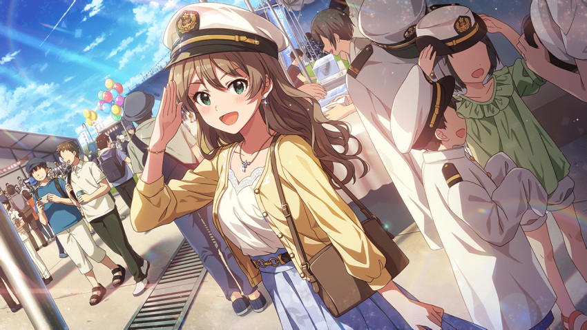 Safebooru - blush brown hair dress green eyes idolmaster million live! theater days long hair ...