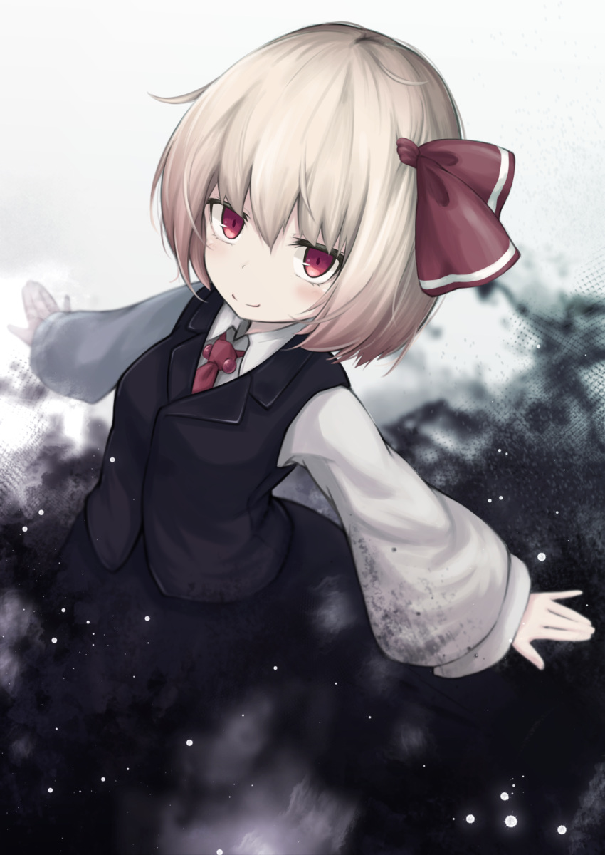 Safebooru - 1girl black skirt black vest blonde hair blush closed mouth collared shirt hair ...