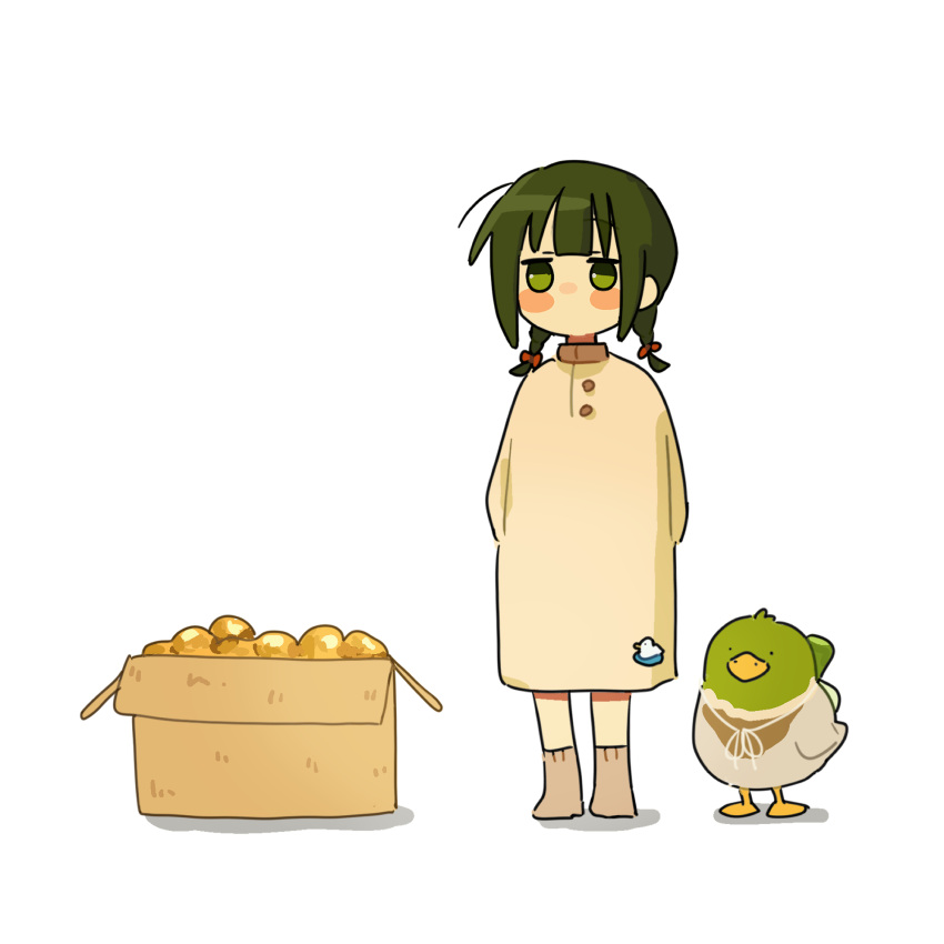 Safebooru - 1girl bird blush stickers box braid cardboard box duck fuu ...