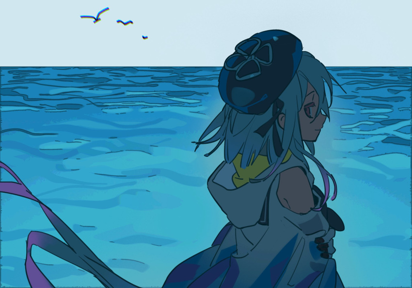 Safebooru - 1boy arknights beret bird blue hair blue hat chi ya ...