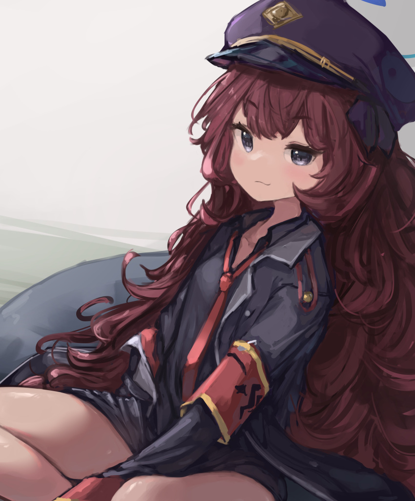 Safebooru - 1girl absurdres black coat black headwear black ribbon black skirt blue archive blue ...