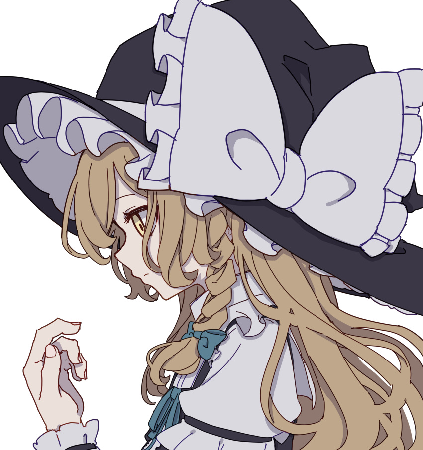 Safebooru - 1girl absurdres black hair black vest blonde hair bow braid closed mouth green bow ...