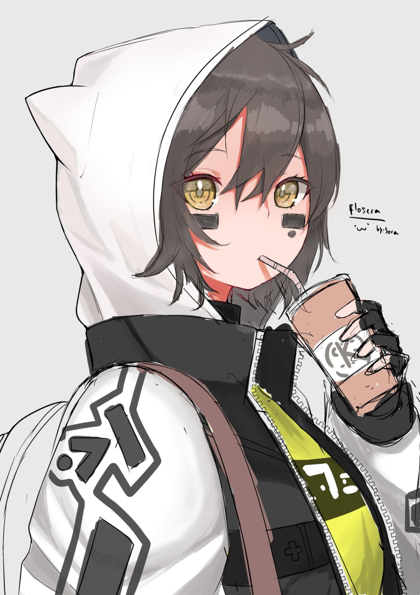 Safebooru - 1girl animal hood artist name backpack bag black gloves black hair black jacket cat ...