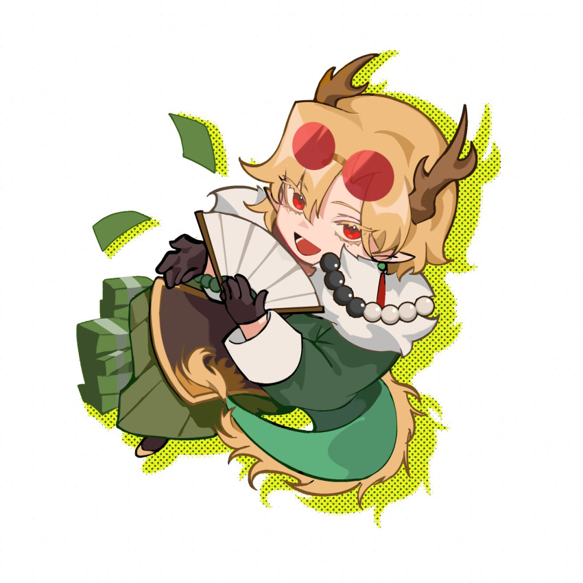 Safebooru - 1girl antlers blonde hair dragon girl dragon horns dragon tail dress fur-trimmed ...