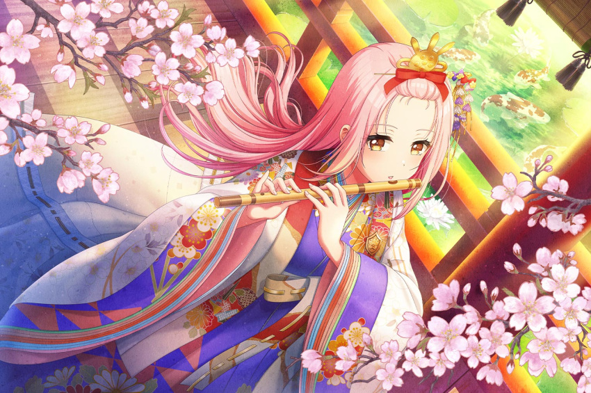 Safebooru - blush brown eyes d4dj inuyose shinobu kimono long hair pink hair | 4616555