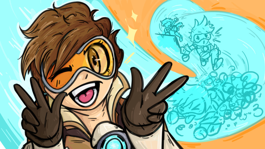 Safebooru - 1girl brown hair short hair smile smiley face tracer ...