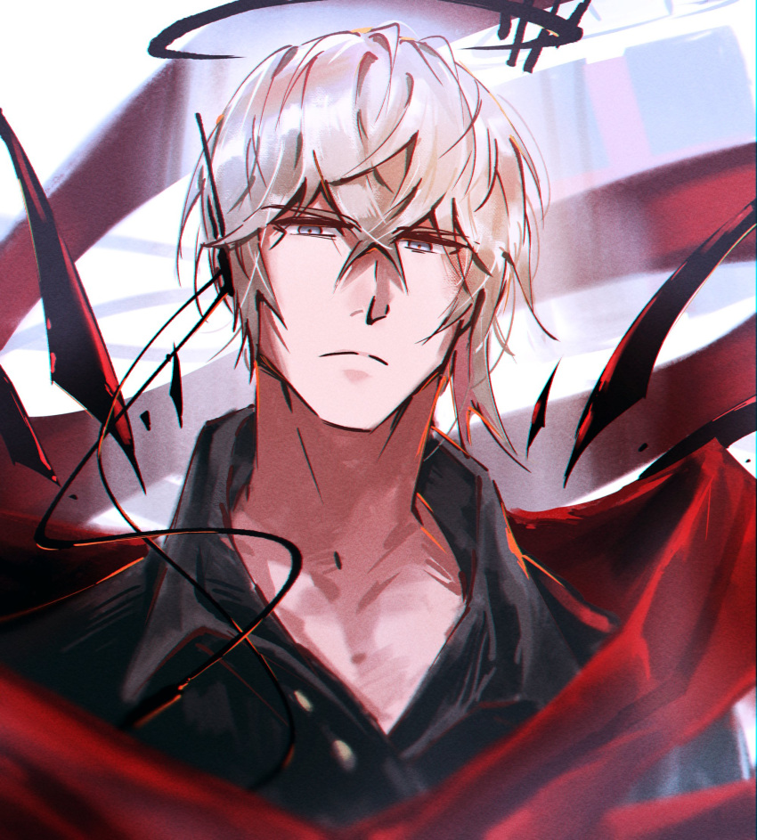 Safebooru - 1boy arknights black halo black shirt black wings blonde ...