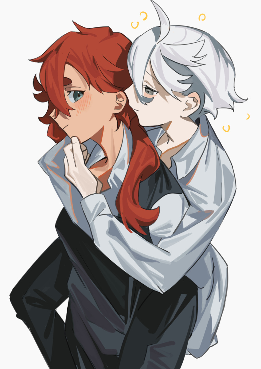 Safebooru - 2girls black vest blush carrying collared shirt commentary ...